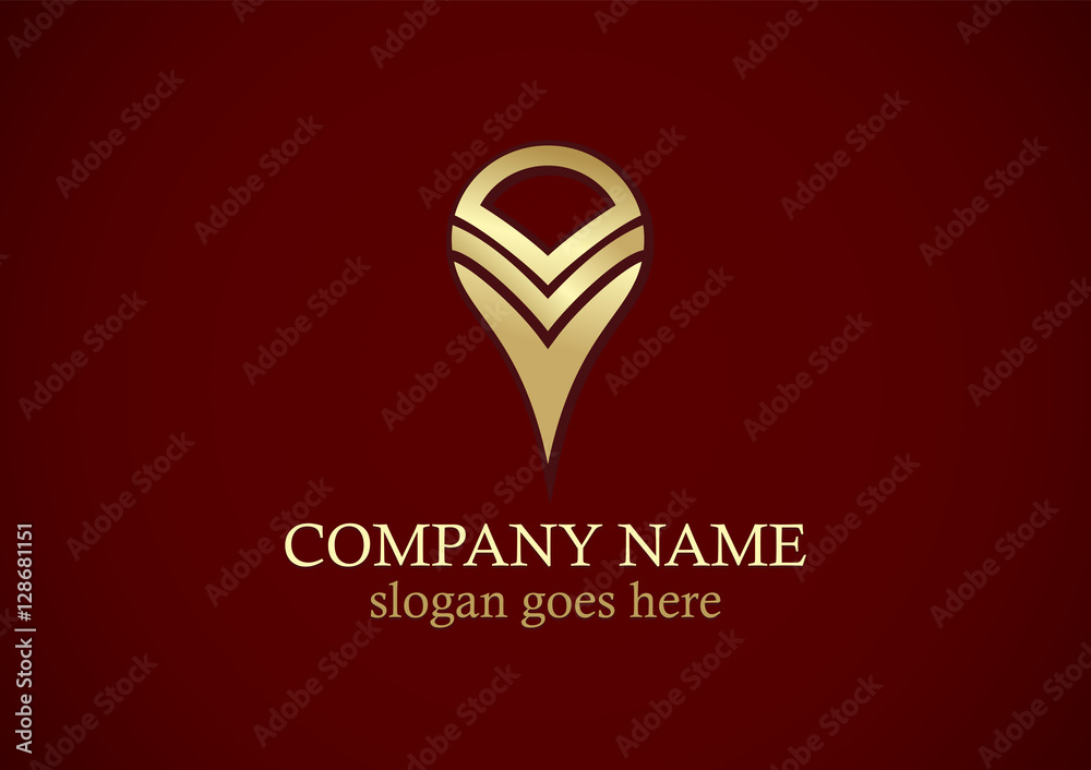pin position gps technology gold logo Stock Vector | Adobe Stock