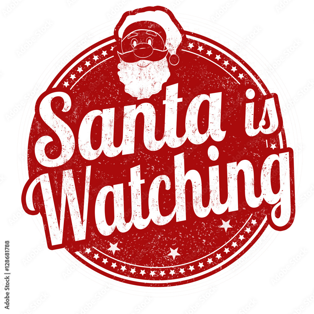 Vettoriale Stock Santa is watching sign or stamp | Adobe Stock