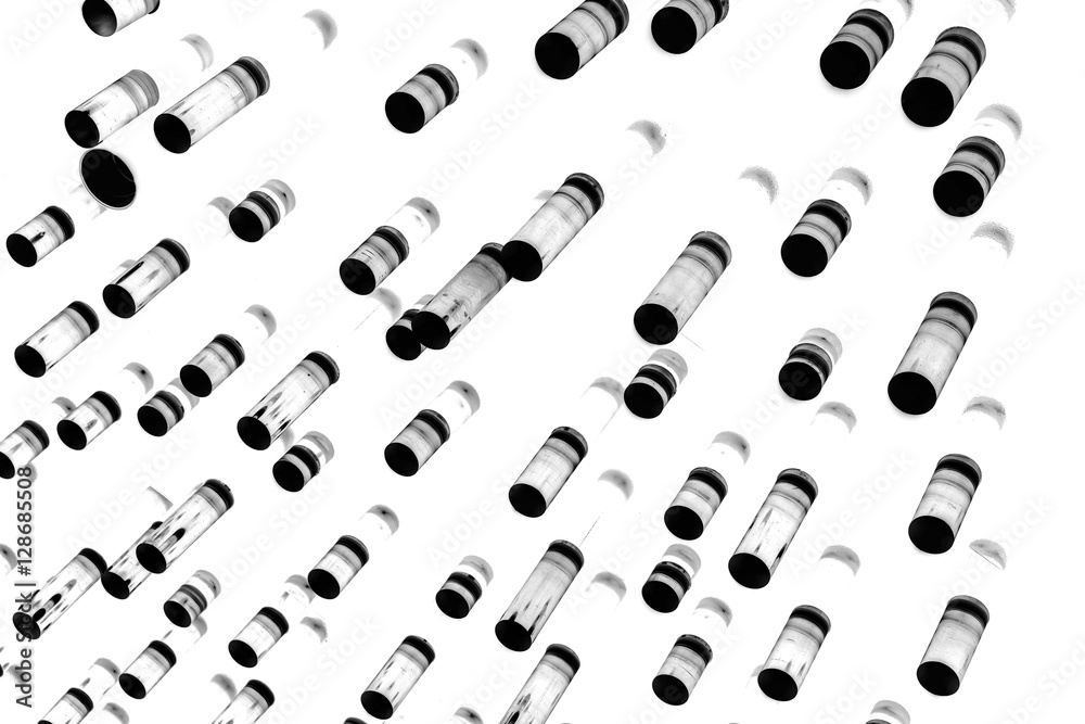 Modern glass lamps adorn the ceiling of the building. filter effect ...