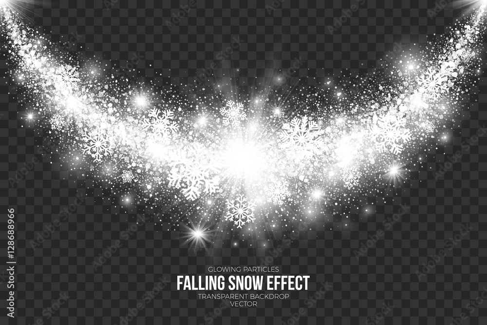 Falling Snow Effect on Transparent Background Vector Illustration ...
