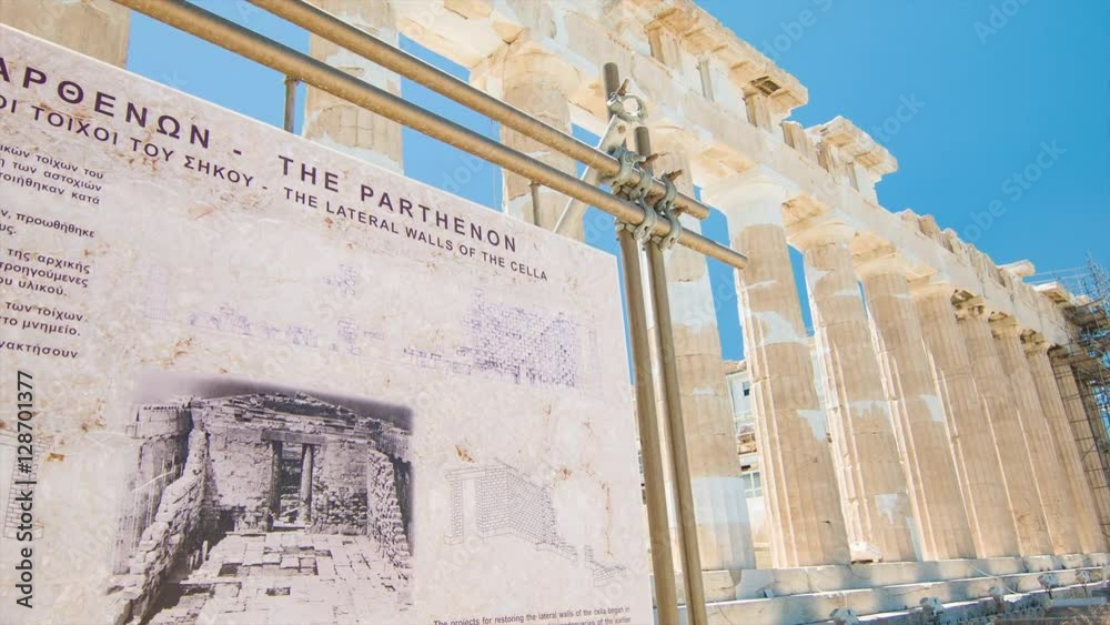 The Parthenon and Signage at Acropolis Hill Athens Greece with ...