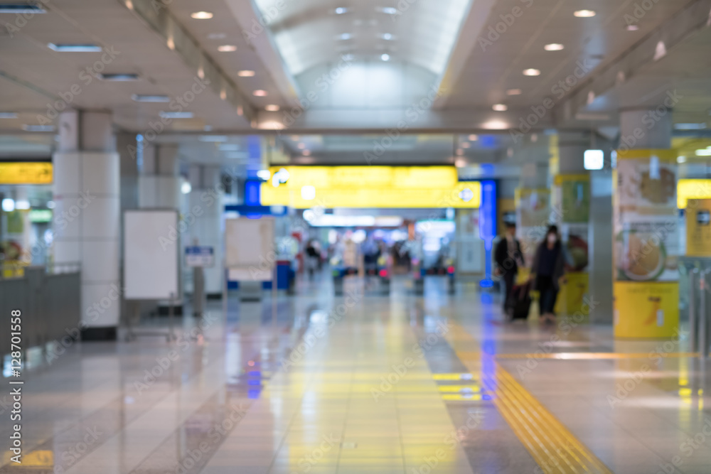 Blurry image of entrance gate of railway station in Japan. Stock Photo ...