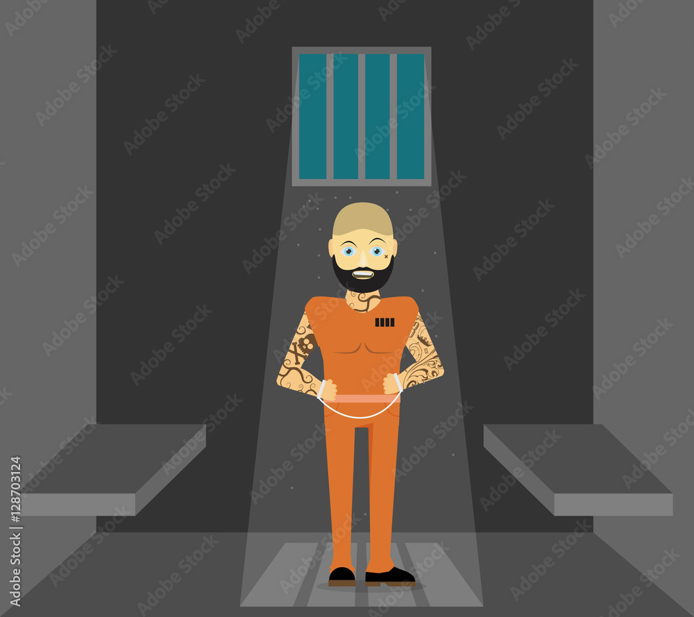 Prisoner, flat vector illustration of prison Stock Vector | Adobe Stock