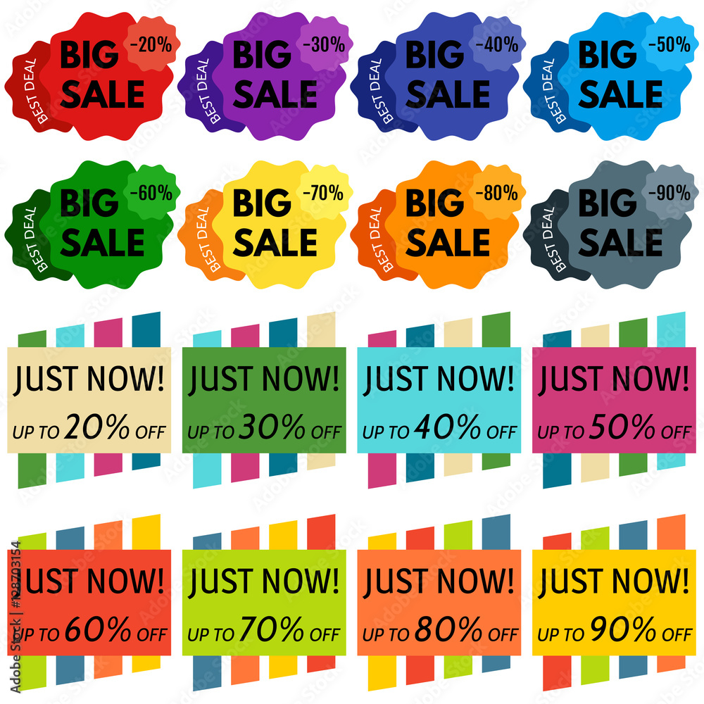 Set of Sale Discount Labels, Tags, Emblems. Web collection of stickers ...