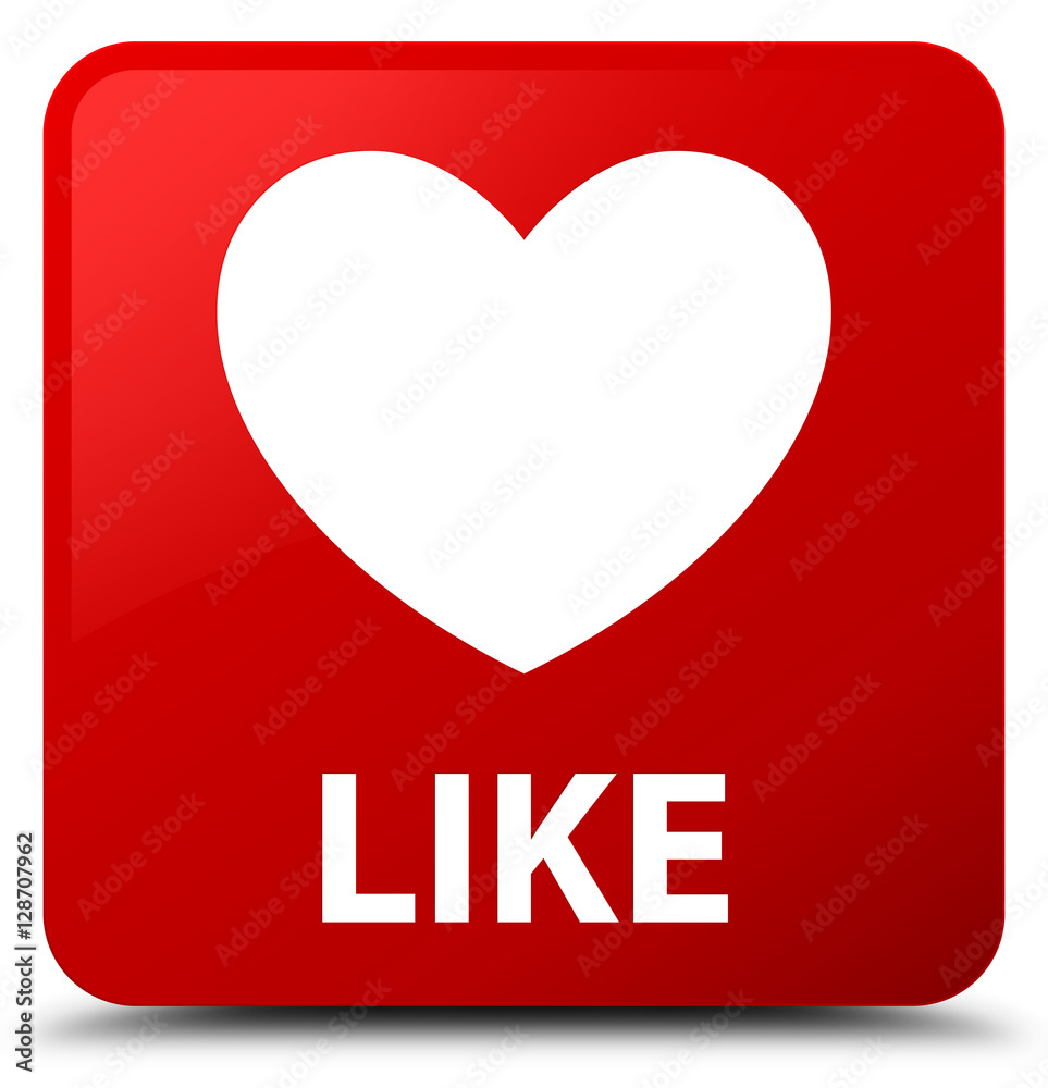 Like (heart icon) red square button Stock Illustration | Adobe Stock