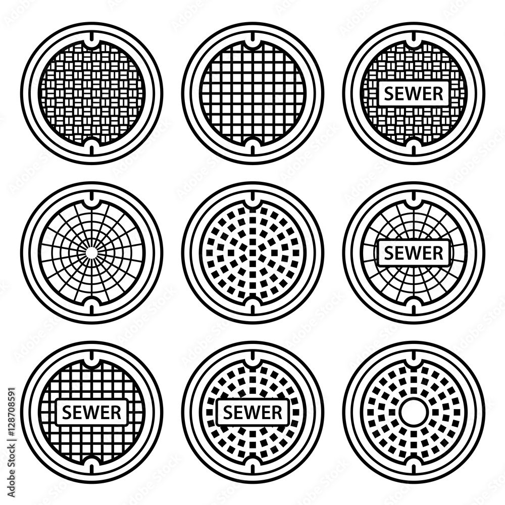 manhole sewer cover black symbol vector Stock Vector | Adobe Stock