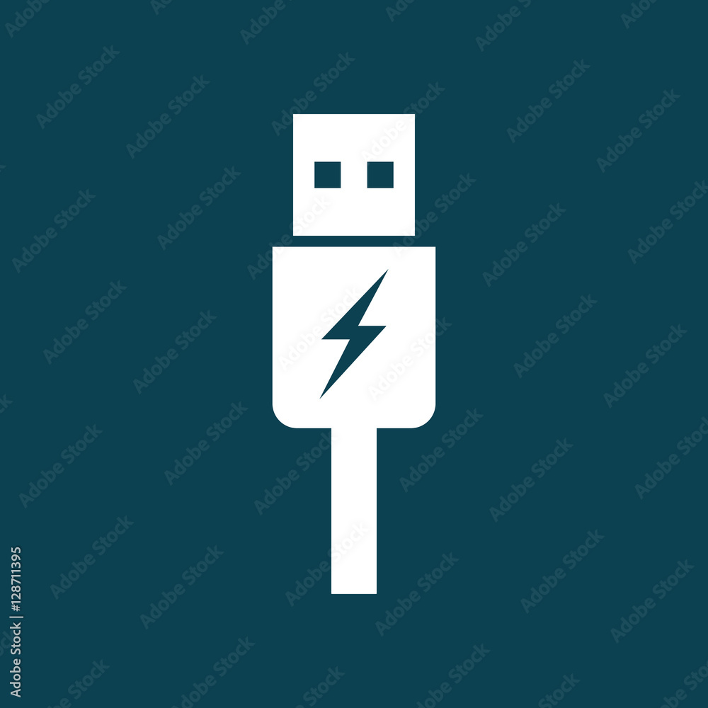 usb charging icon on blue background Stock Vector | Adobe Stock