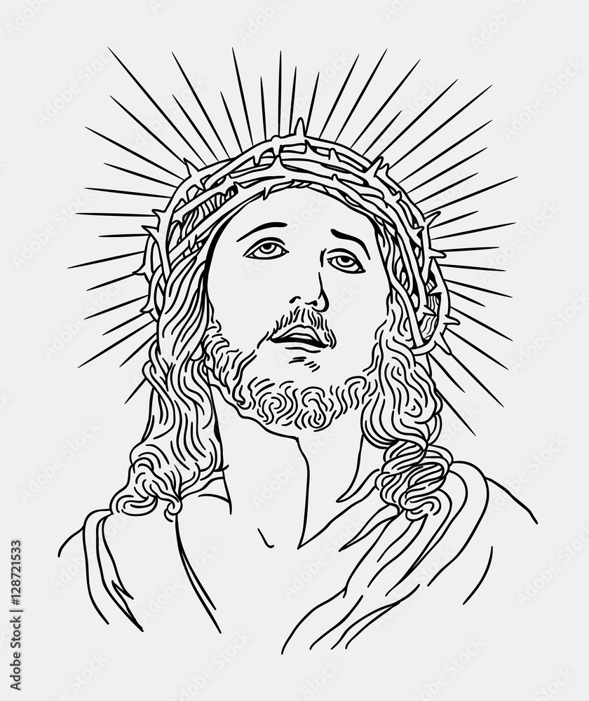 Jesus christianity religion line art drawing style, good use for symbol ...