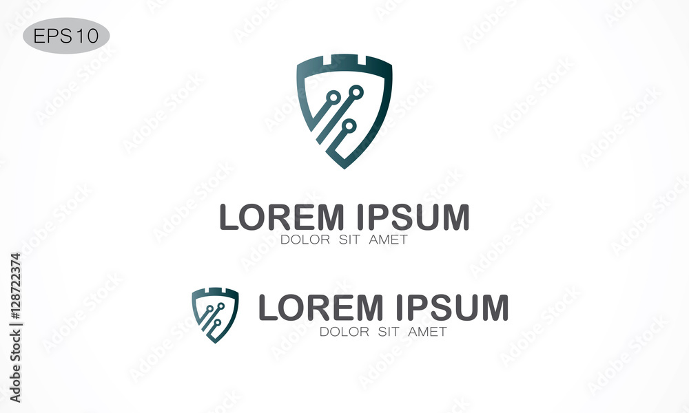 shield technology logo Stock Vector | Adobe Stock