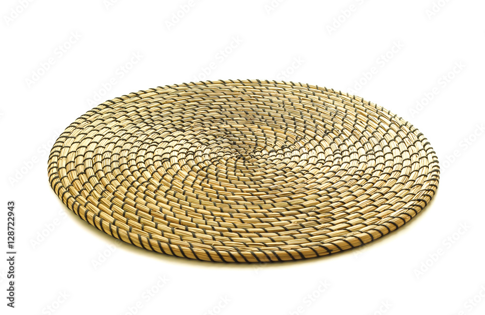 Pattern of weave of the reed mat on white background Stock Photo ...
