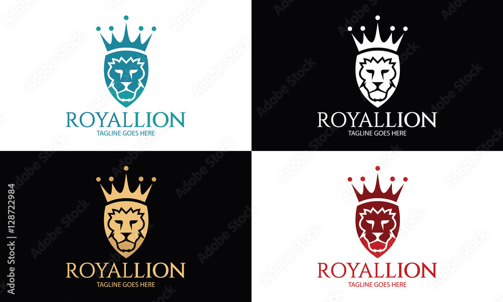 Royal lion logo design template ,Lion shield logo design concept ...