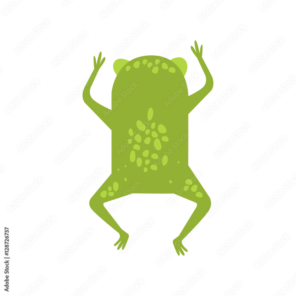 Frog Running Away Turning Its Back Flat Cartoon Green Friendly Reptile ...