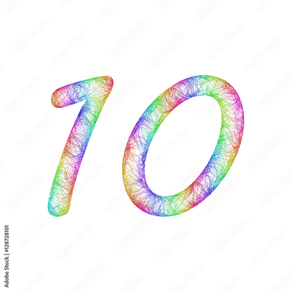 Rainbow sketch anniversary design - number 10 Stock Vector | Adobe Stock