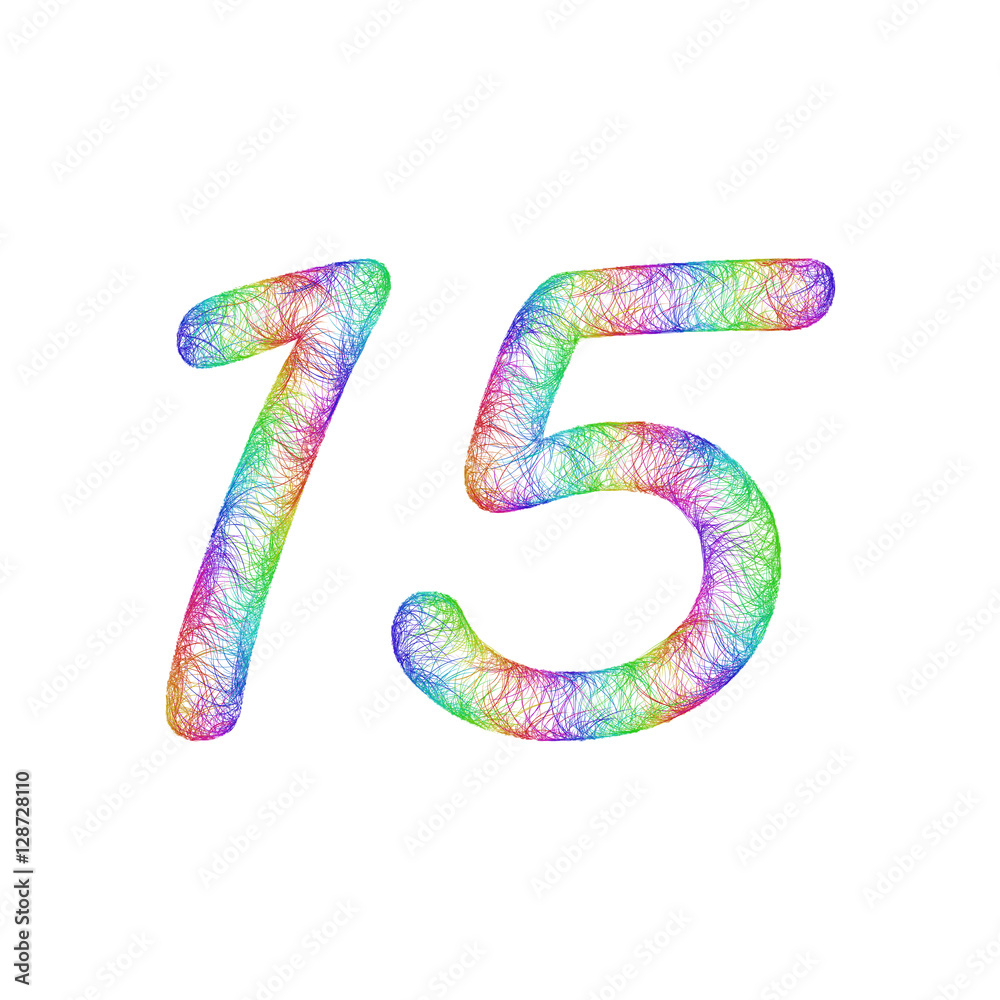Rainbow sketch anniversary design - number 15 Stock Vector | Adobe Stock
