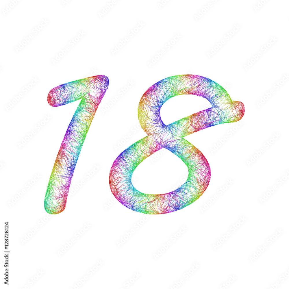 Rainbow sketch anniversary design - number 18 Stock Vector | Adobe Stock