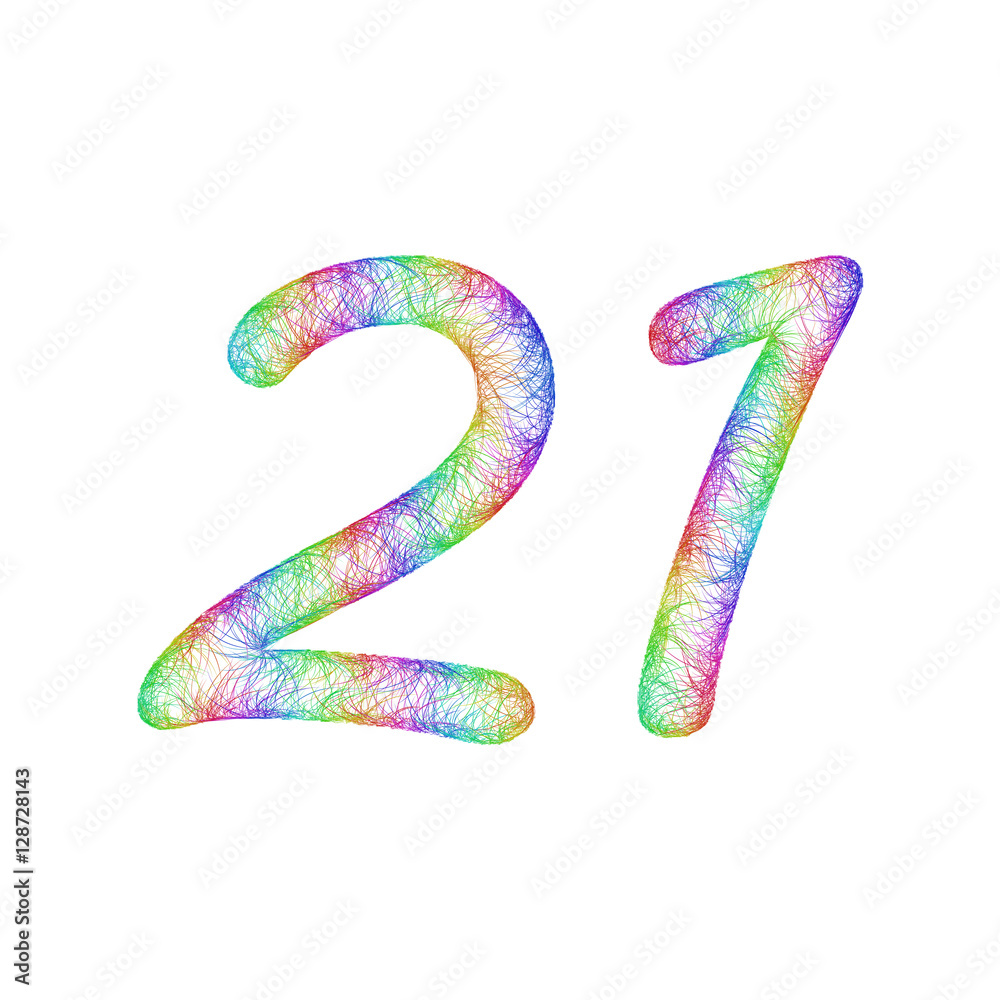 Rainbow sketch anniversary design - number 21 Stock Vector | Adobe Stock