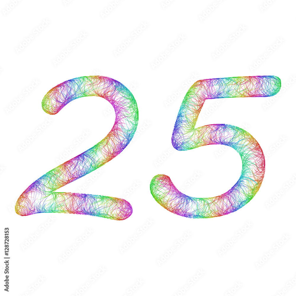 Rainbow sketch anniversary design - number 25 Stock Vector | Adobe Stock