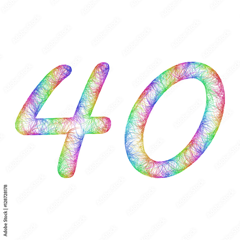 Rainbow sketch anniversary design - number 40 Stock Vector | Adobe Stock