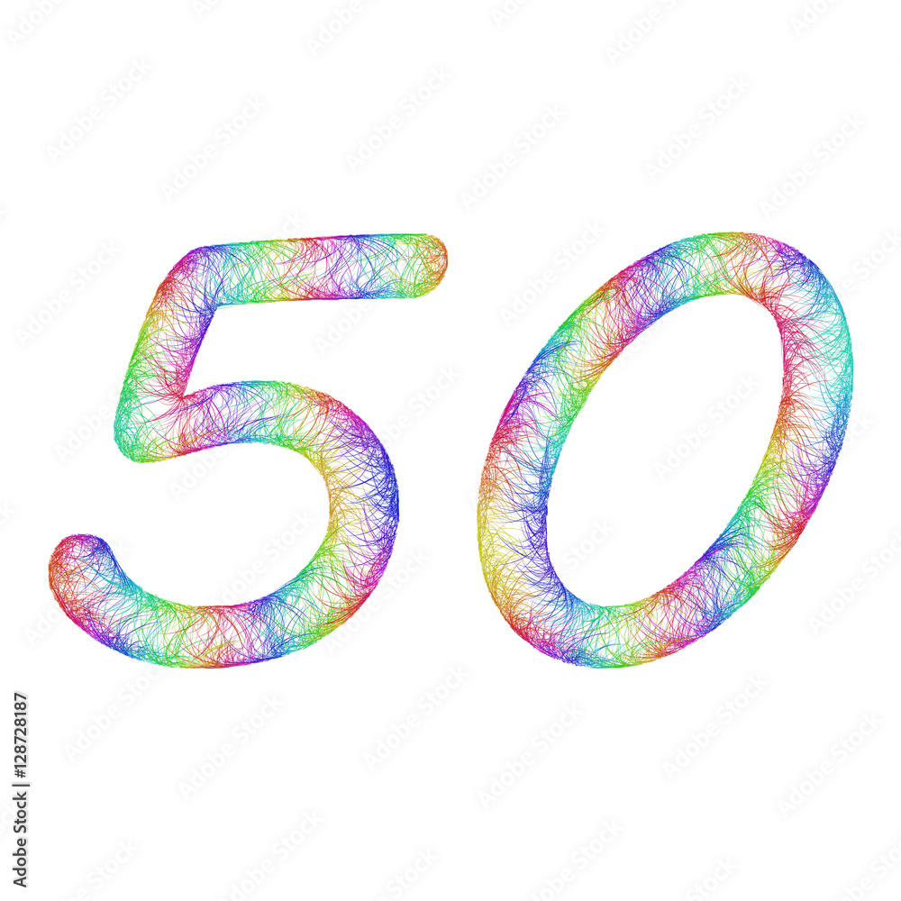Rainbow sketch anniversary design - number 50 Stock Vector | Adobe Stock