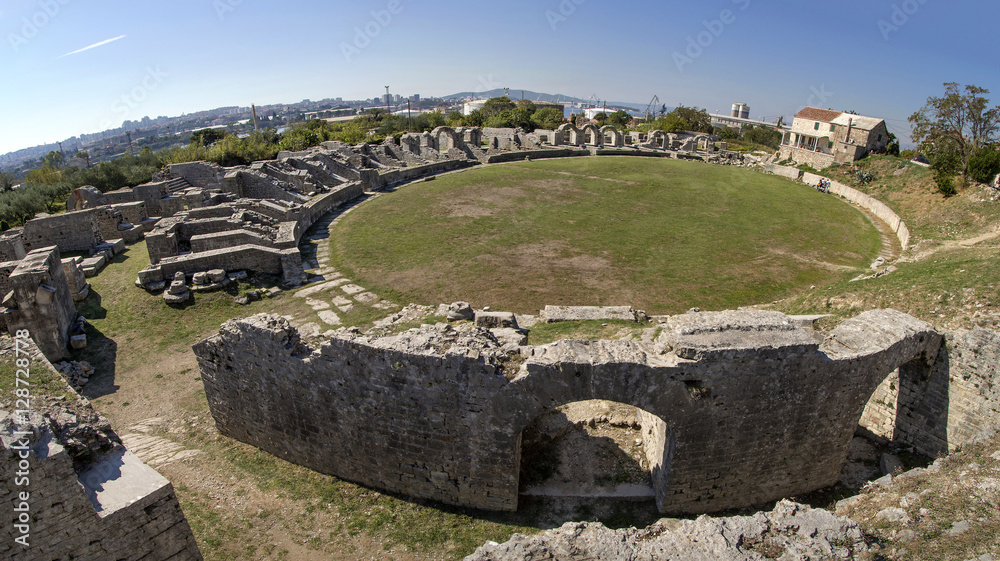 Remains of a Roman amphitheatre in ancient roman town Salona (Solin ...