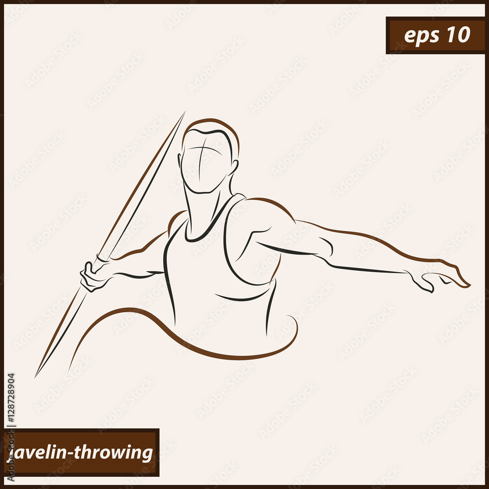 Vector illustration. Illustration shows a athlete throwing javelin ...