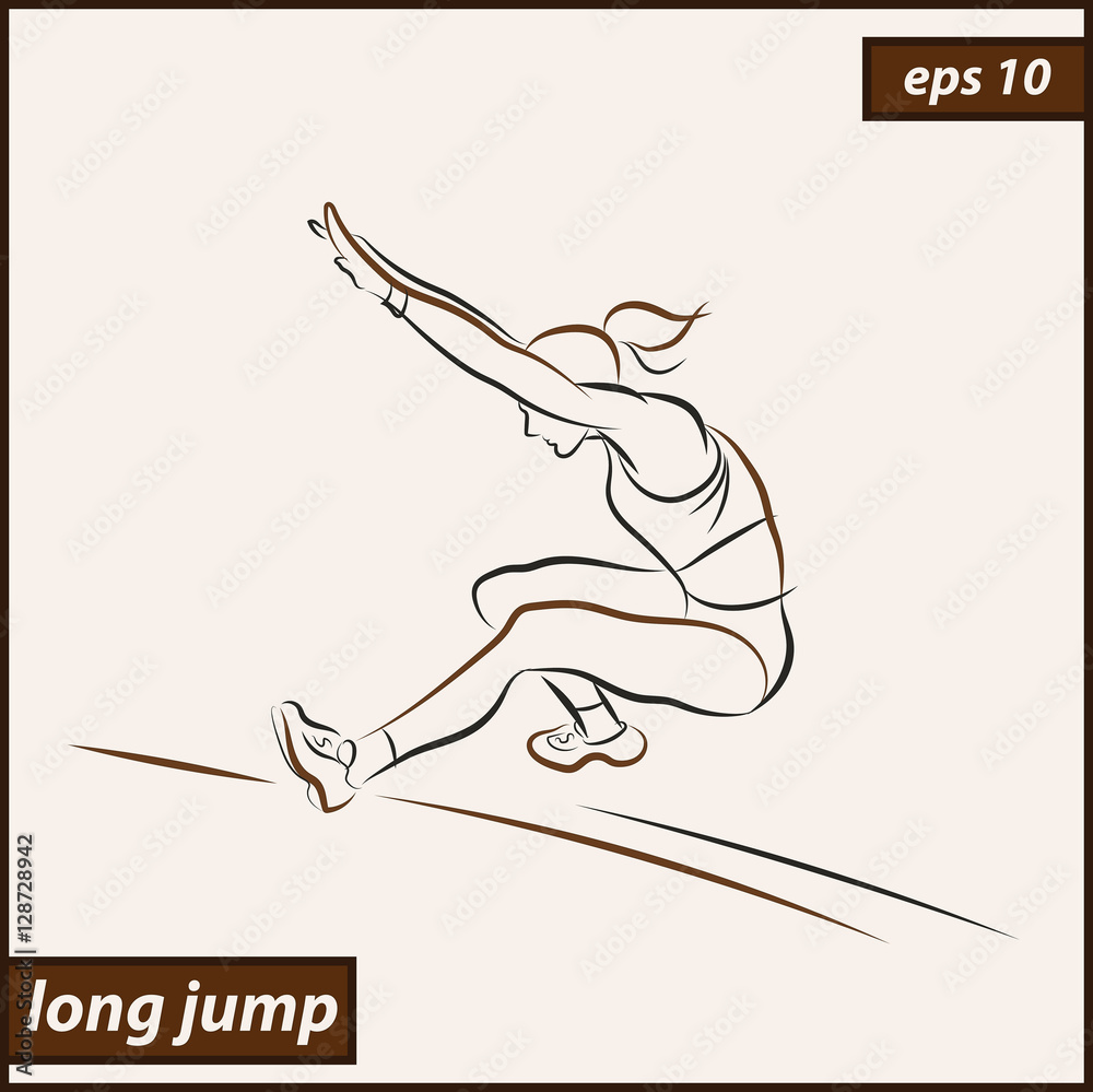 Vector illustration. Illustration shows a athlete performs the long ...