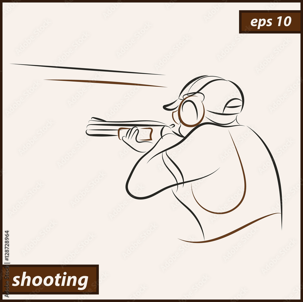 Vector illustration. Illustration shows a athlete shoots a gun. Sport ...