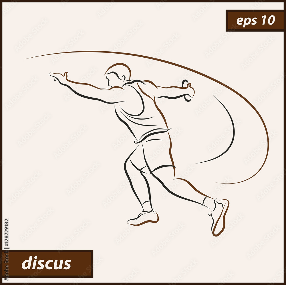 Vector illustration. Illustration shows a athlete throwing disc. Sport ...
