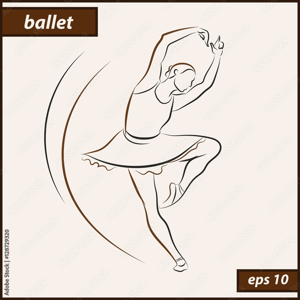 Vector illustration. Illustration shows a Ballerina in motion. Art ...