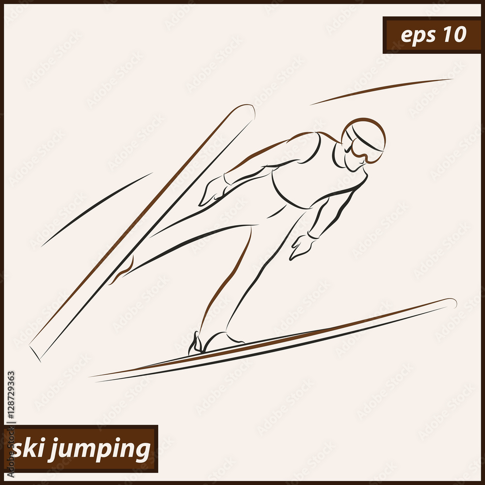 Vector illustration. Illustration shows a athlete performs a jump from ...