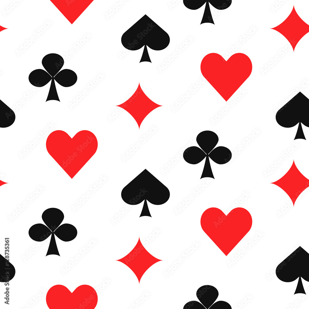 Playing card suits seamless pattern. Bold game card symbols vector ...