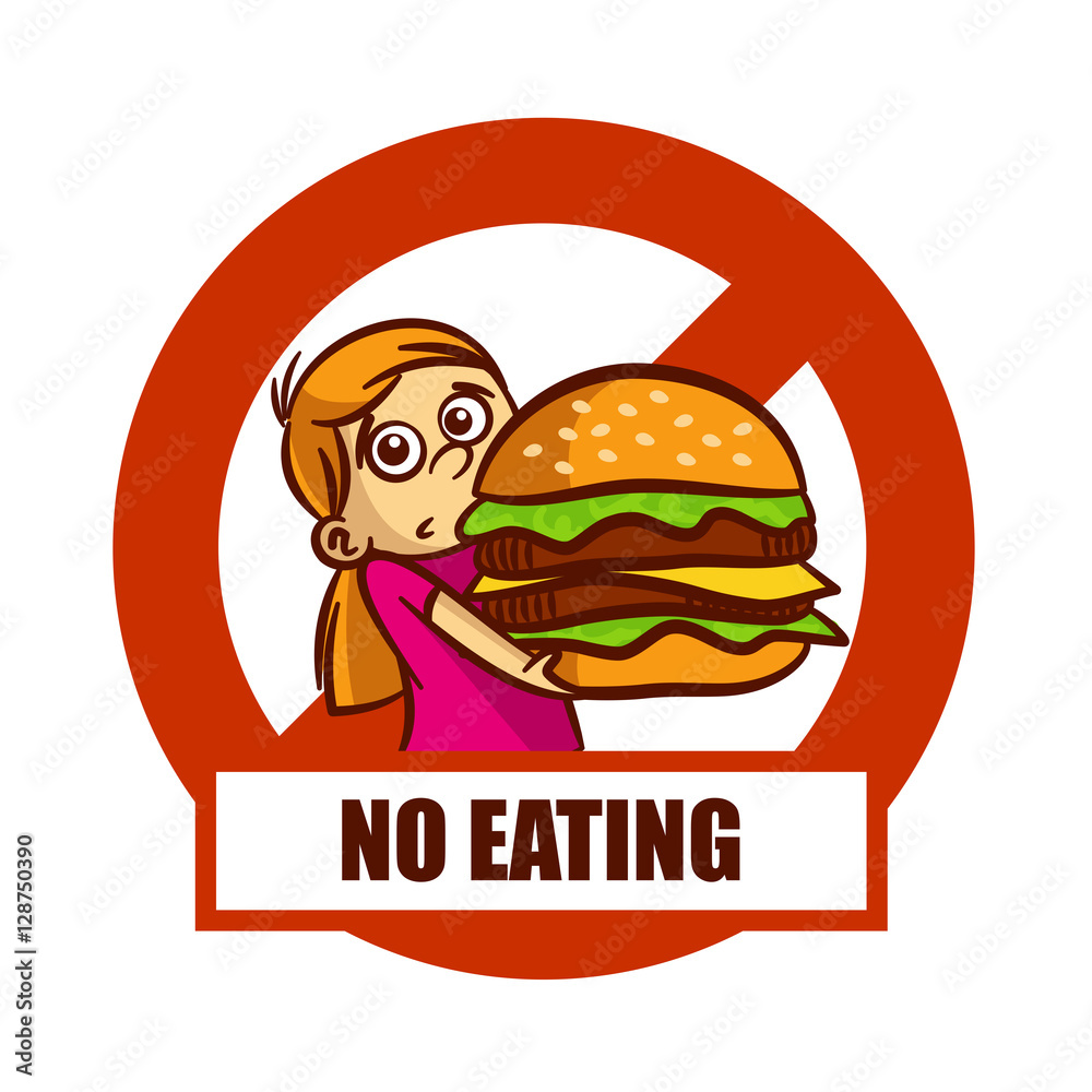 Prohibition Sign No Eating Sticker Stock Vector | Adobe Stock