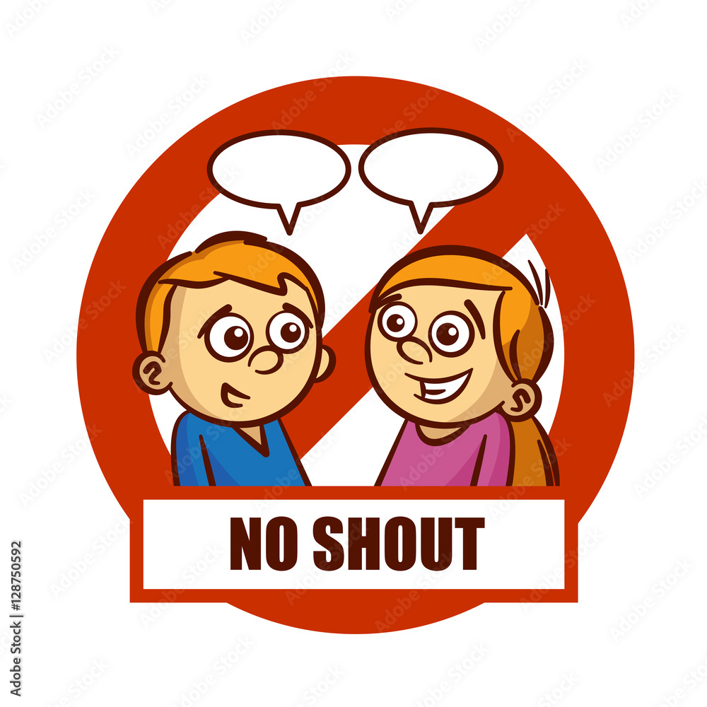 Prohibition Sign No Shout Sticker Stock Vector | Adobe Stock