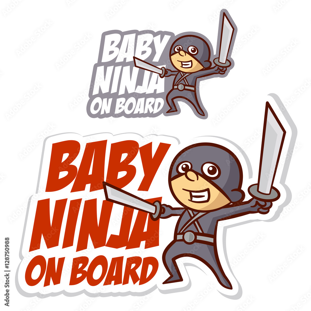 Baby Ninja on Board Sticker Set Stock Vector | Adobe Stock