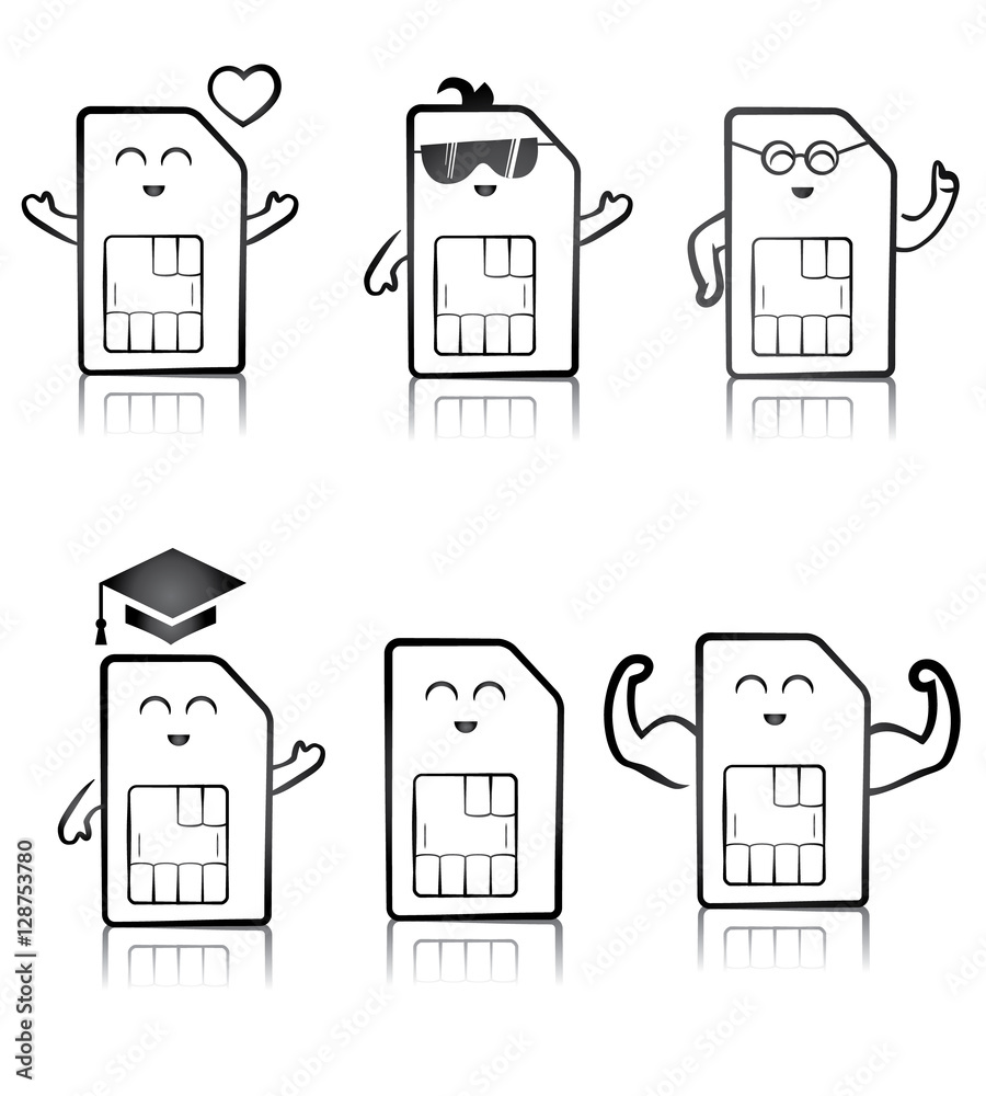 Vector illustration of a sim cards set Stock Vector | Adobe Stock