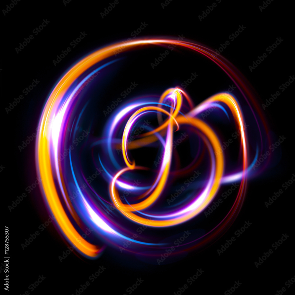 Abstract ring background with luminous swirling backdrop. Glowing ...