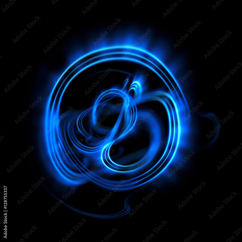 Abstract ring background with luminous swirling backdrop. Glowing ...