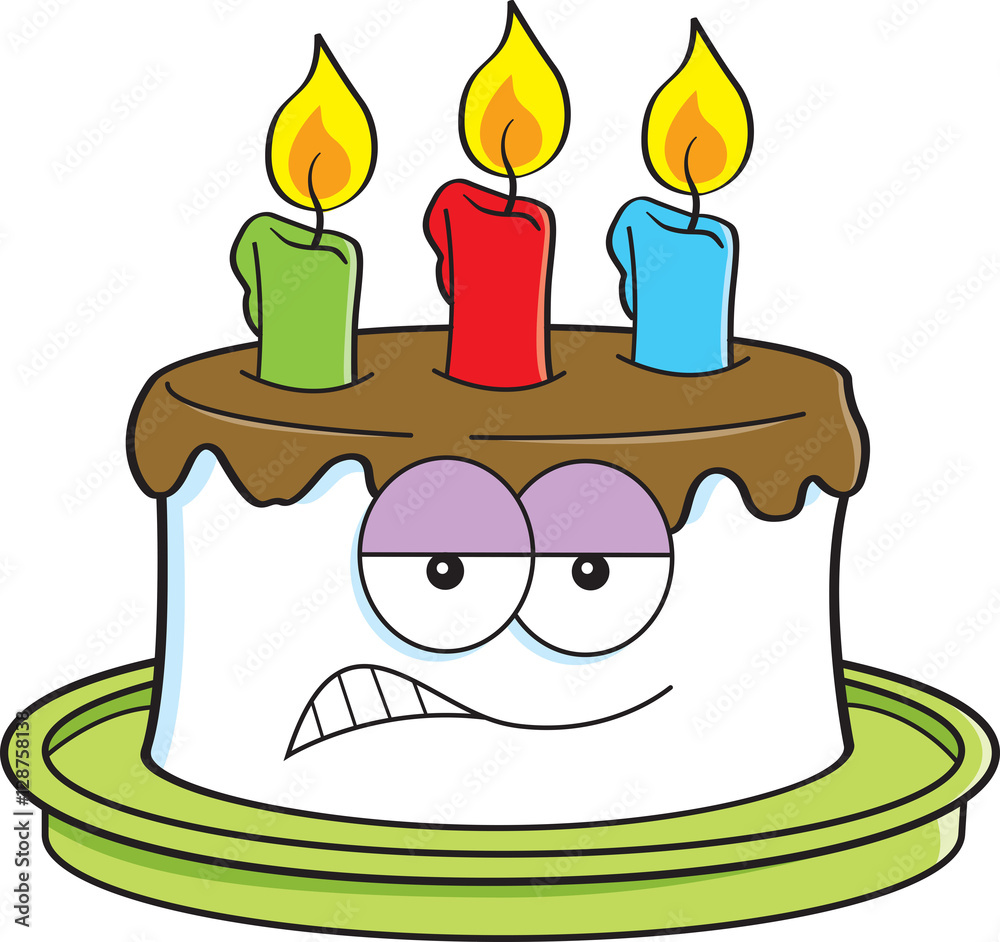 Cartoon illustration of an angry birthday cake. Stock Vector | Adobe Stock