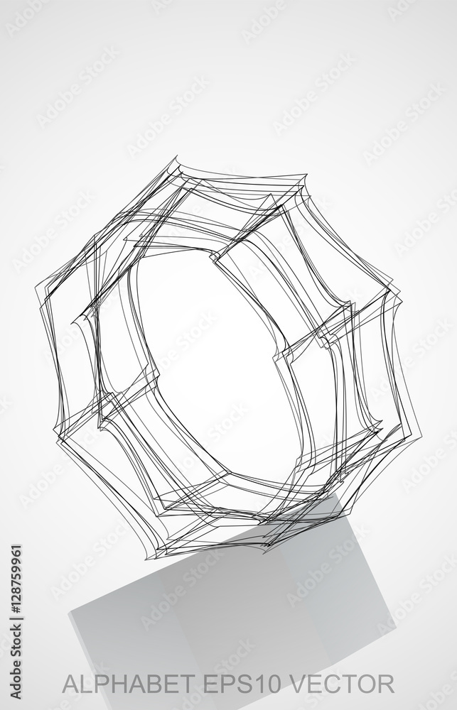 Vector illustration of a Ink sketched O. Hand drawn 3D O. Stock Vector ...