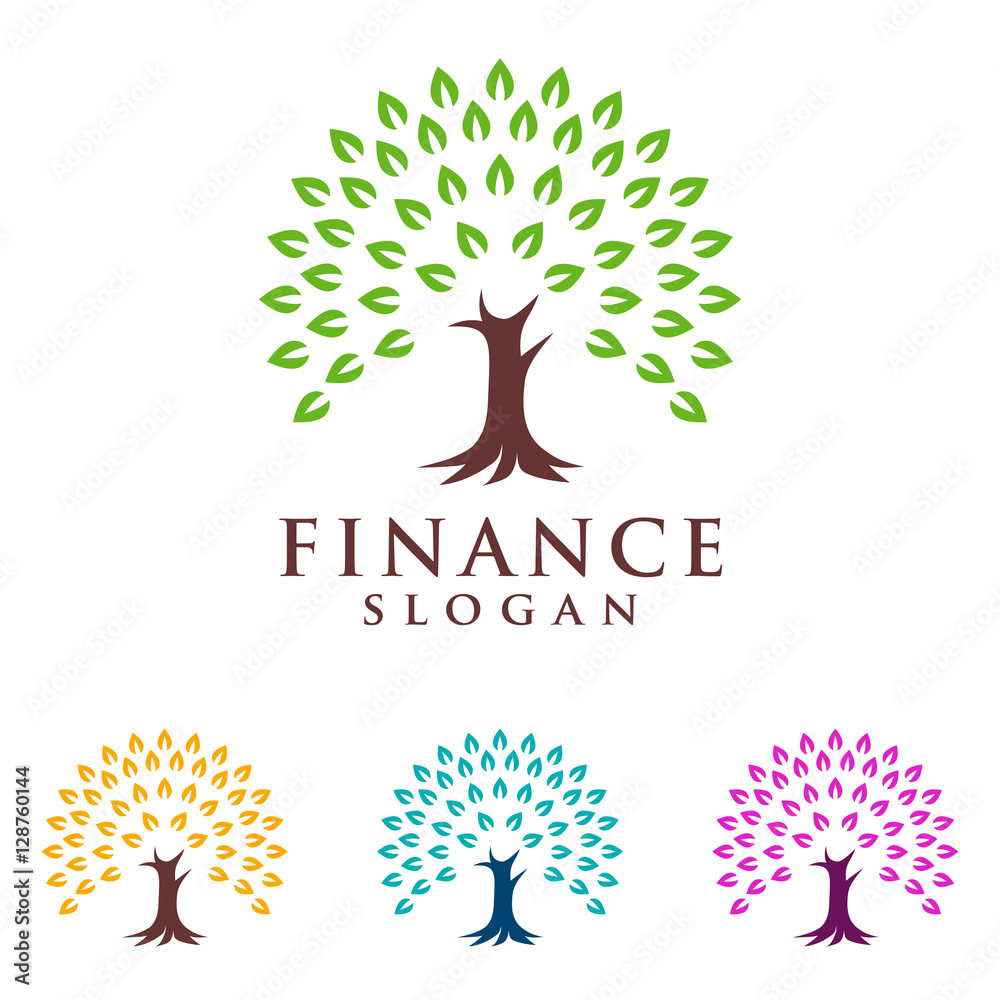 eco green , tree finance, tree logo, vector logo design Stock Vector ...