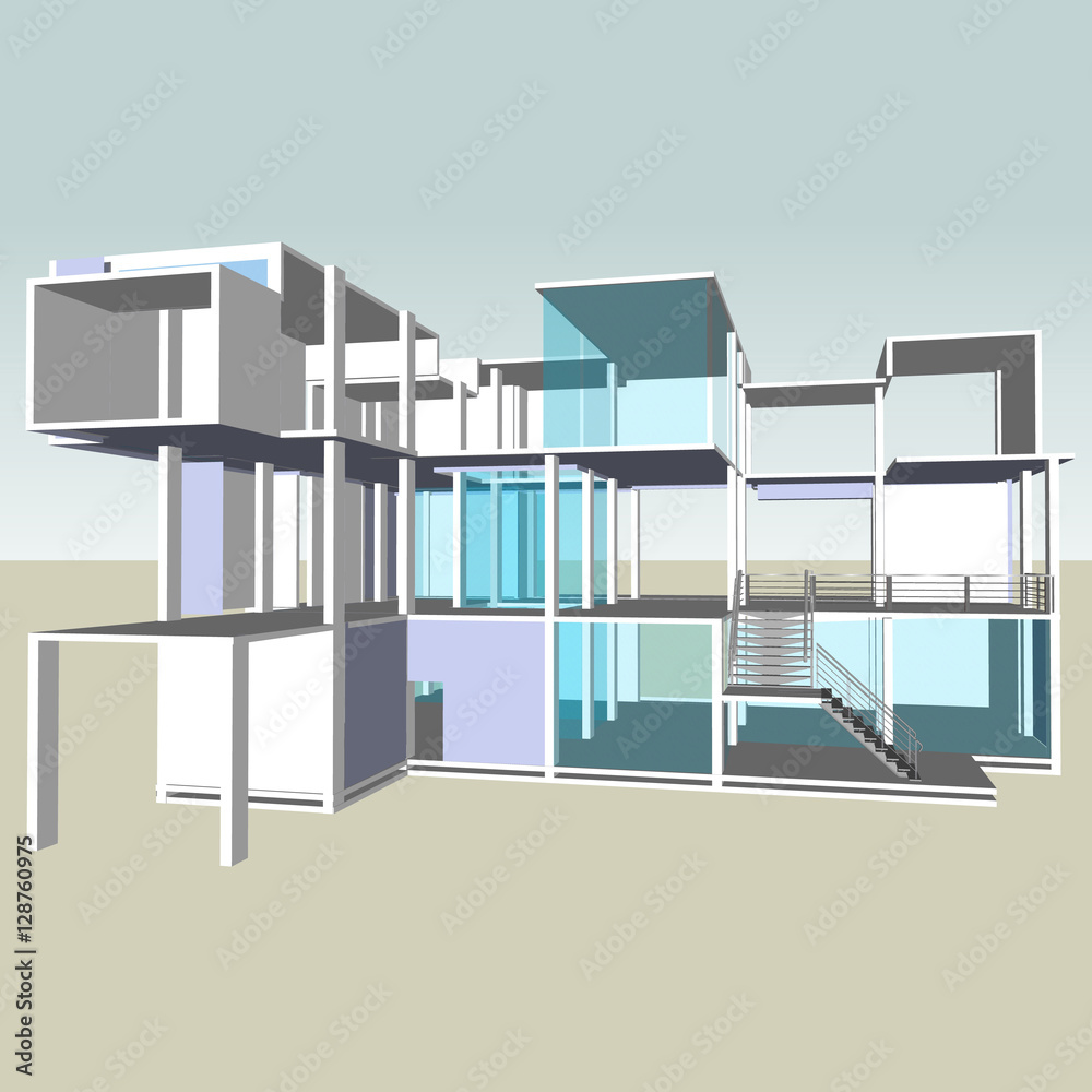 Architecture with glass facade Stock Illustration | Adobe Stock