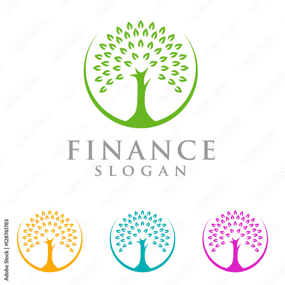 eco green , tree finance, tree logo, vector logo design Stock Vector ...