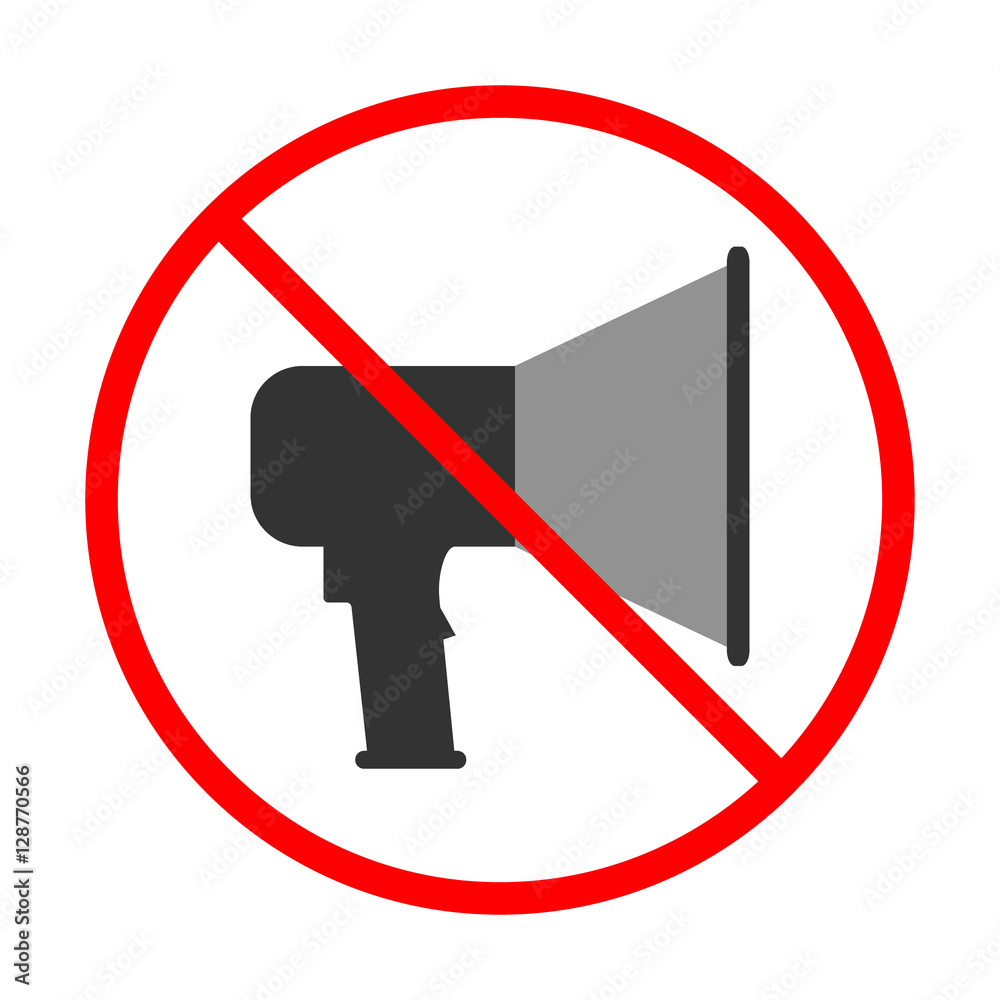 No Noise Sign and Symbol. Prohibited icon. Vector illustration. Stock ...