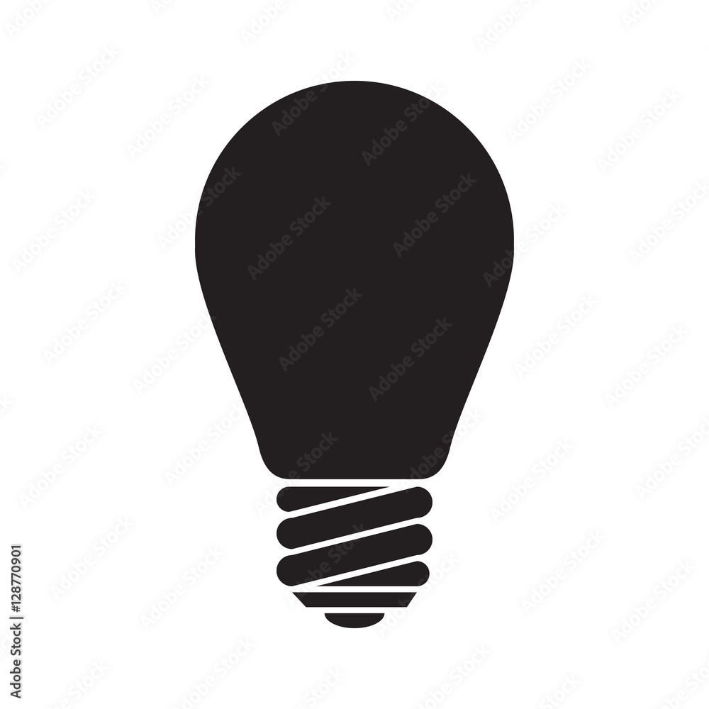 Simple flat light bulb icon, grayscale on white background Stock Vector ...