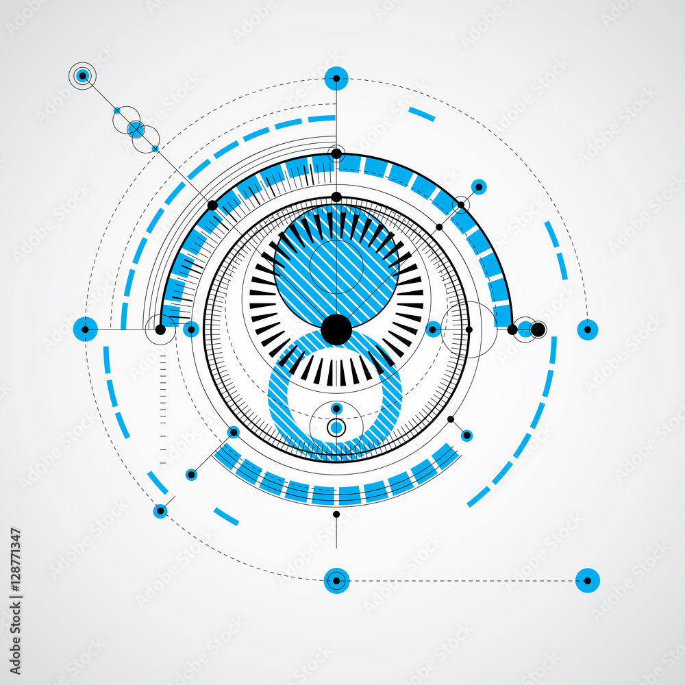 Geometric technology vector drawing, blue technical wallpaper. A Stock ...