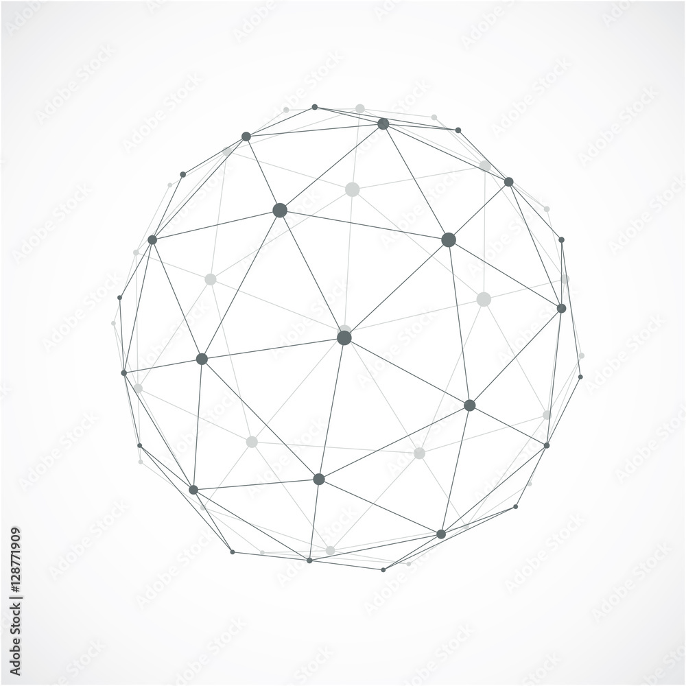 Perspective technology shape with gray lines connected, polygona Stock ...