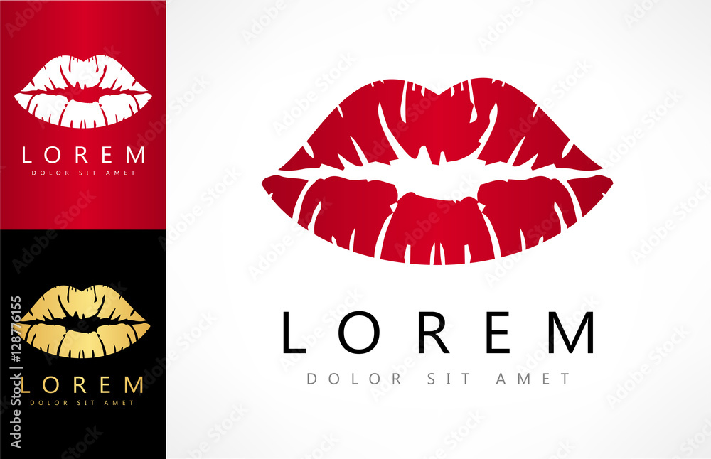 Lips logo. Female lips print. Stock Vector | Adobe Stock