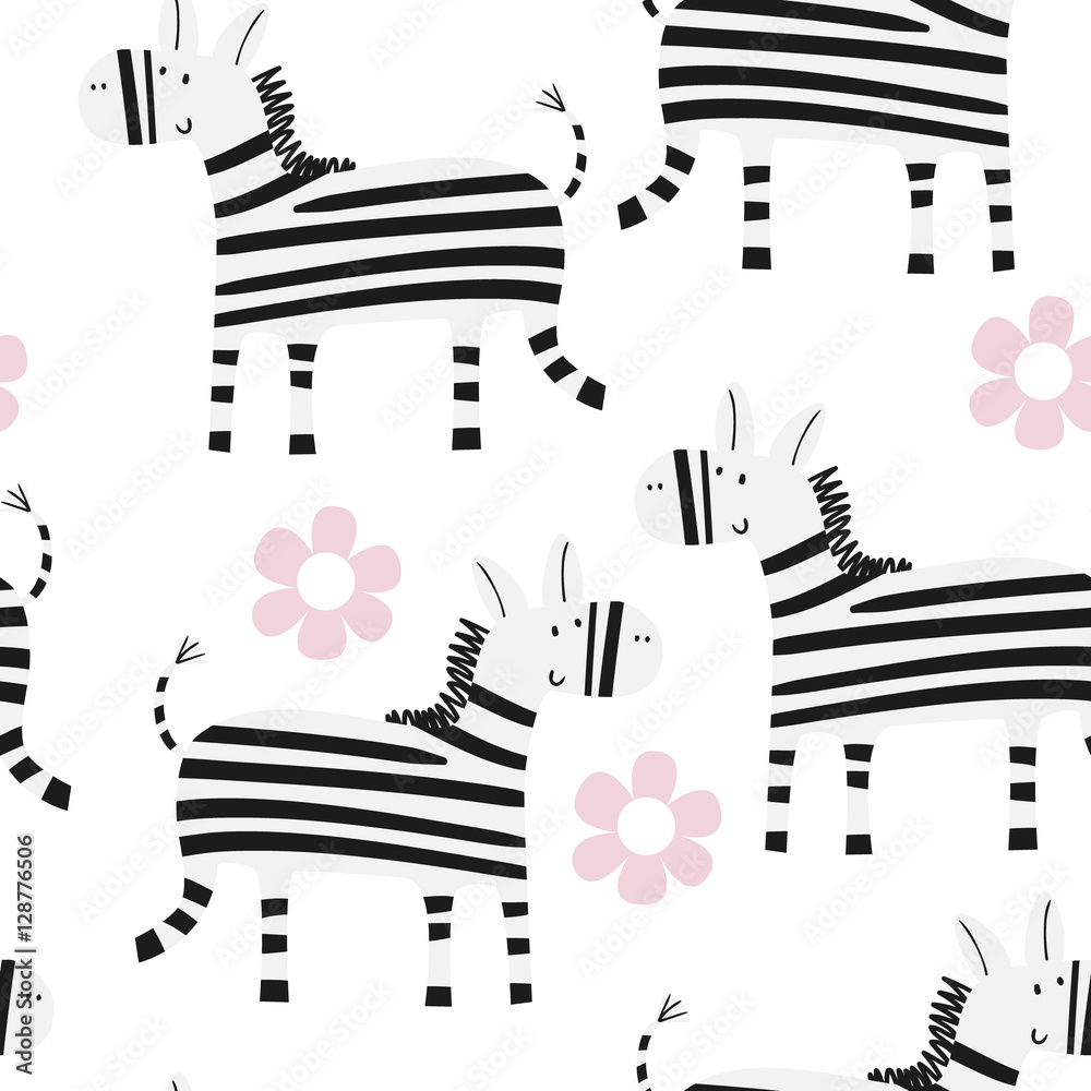 Cartoon zebra Seamless pattern Stock Vector | Adobe Stock