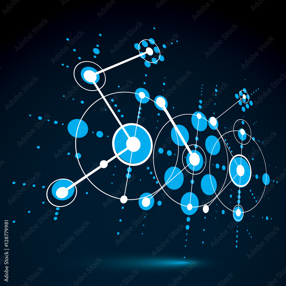 Modular Bauhaus 3d vector blue background, created from simple g Stock ...