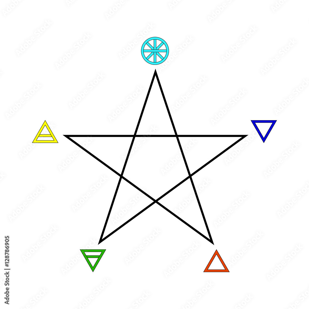 Pentagram with Five Elements Icon Symbol Design. Vector illustration ...